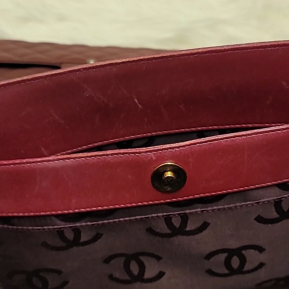 CHANEL | Bags | Chanel Quilted Burgundy And Shoulder Or Tote Bags ...